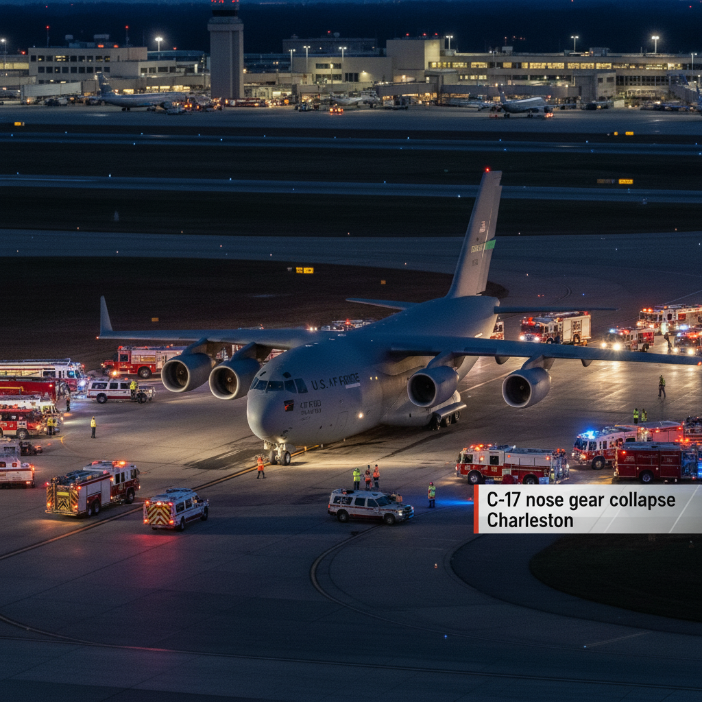 Dramatic Incident: Unpacking the C-17 Nose Gear Collapse Charleston ...